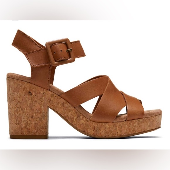 Toms | Shoes | Toms Ava Cork Platform Heeled Sandal Brown Size 1 | Poshmark
